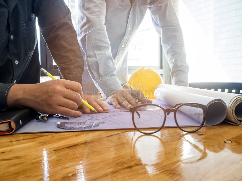 Architect Discuss with Engineer about Project Stock Image - Image of ...