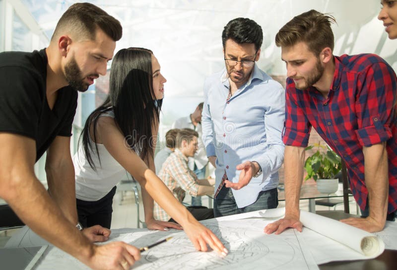Architect Discusses the Project with the Business Team Stock Image ...