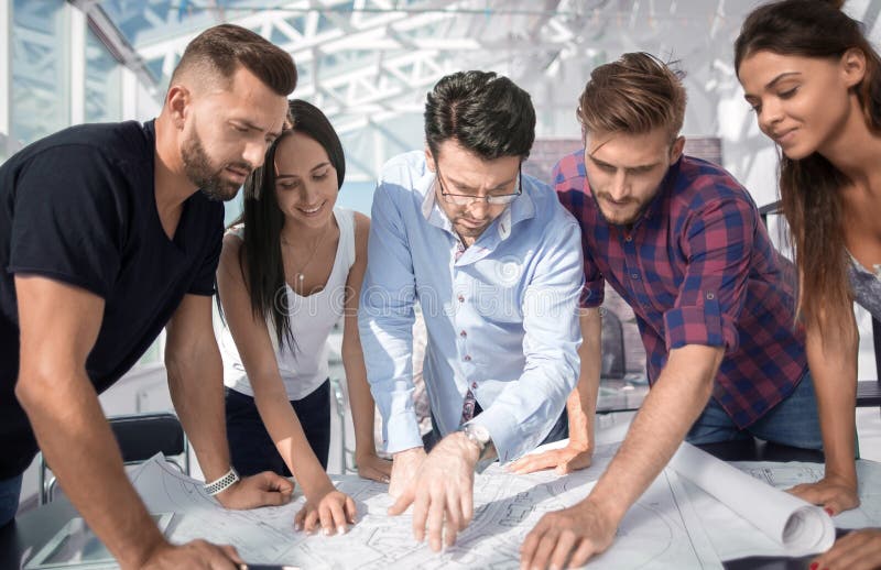 Architect Discusses the Project with the Business Team Stock Image ...