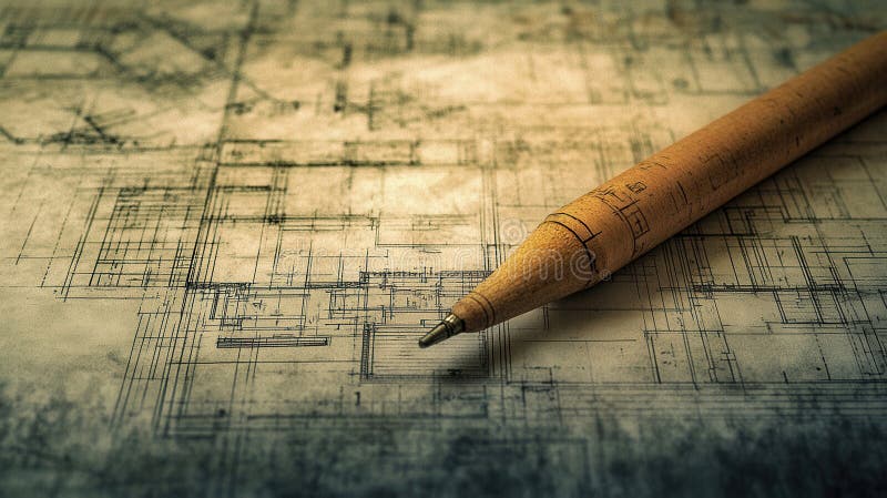 Architect Drafting Blueprints Construction Workplace Project Planning ...