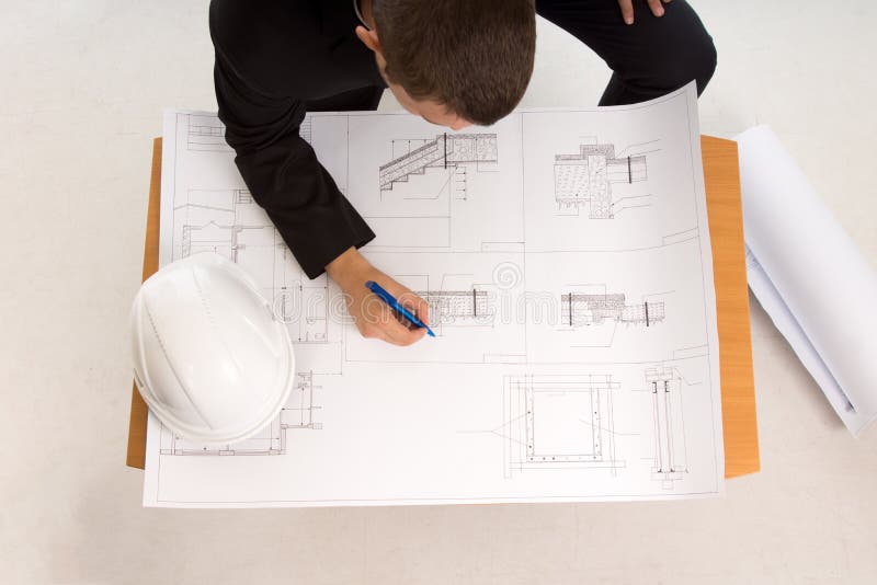 Architect Drafting a Building Plan Stock Photo - Image of answer ...