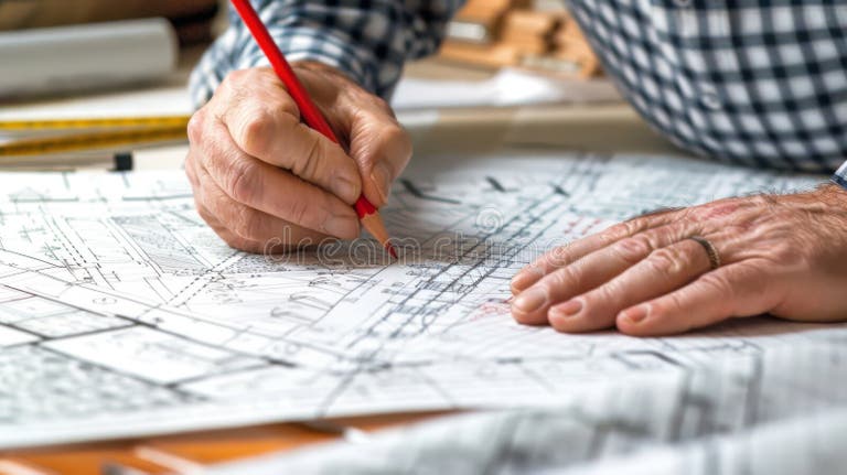 Architect Drafting a Construction Plan.AI Generated Image Stock Photo ...