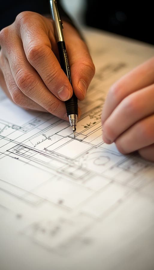 Architect Drafting Detailed Blueprints Precision and Planning in ...