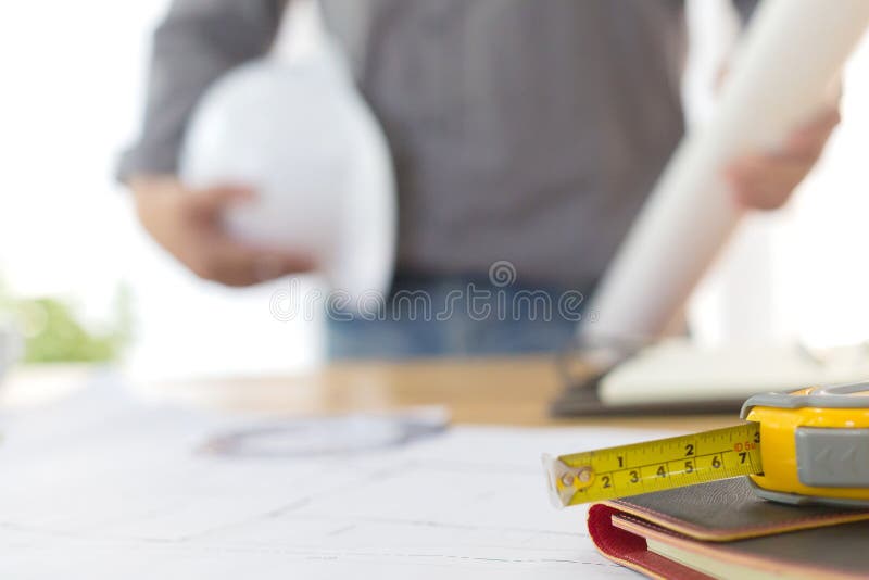 Architect Drawing on Blueprint Architectural Concept, Soft Focus Stock ...