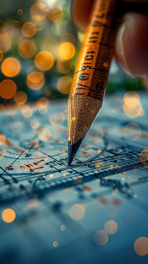 Architect Drawing Blueprints with a Ruler and Pencil Stock Image ...