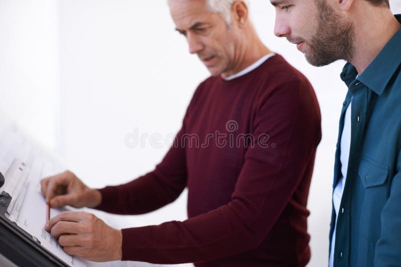 Architect, Drawing Board and Plan for Building and Talk in Office for ...