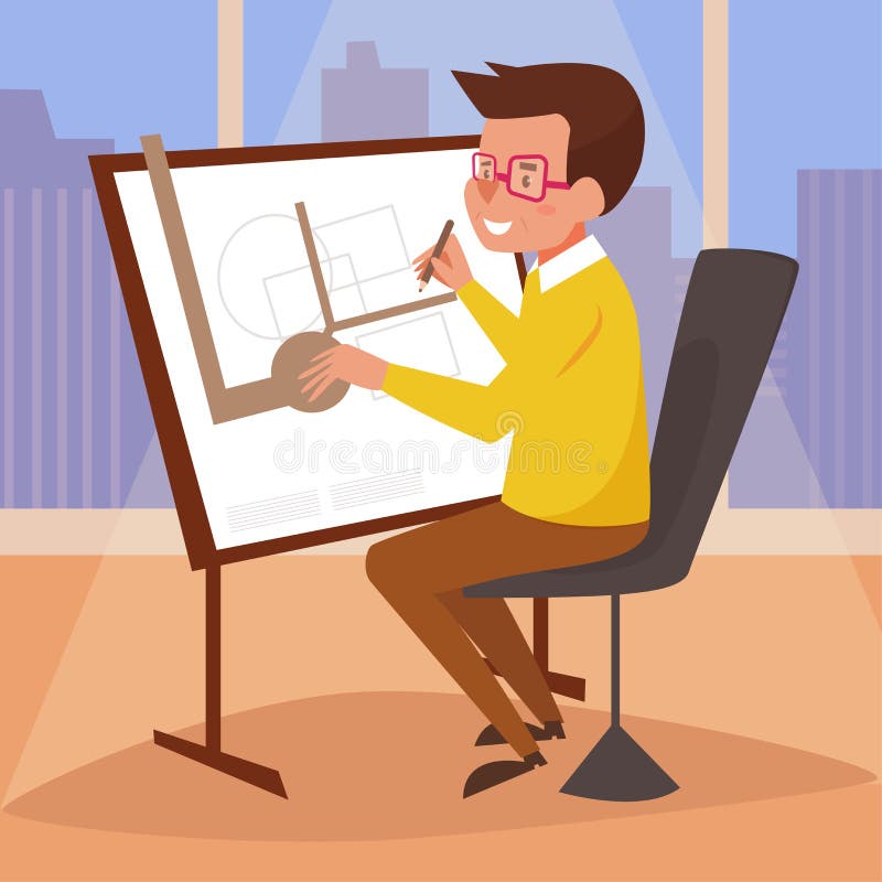 Architect Draftsman Drawing Buildings Retro Stock Vector - Illustration ... Architect Draftsman Drawing Buildings Retro Stock Vector - Illustration ...