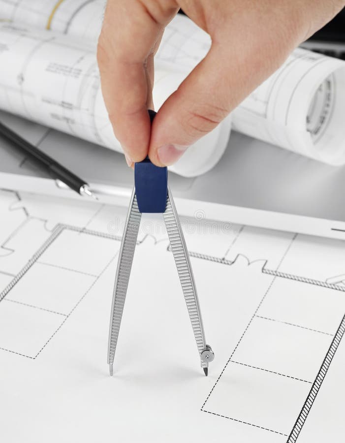 Architect with Drawing Compass Stock Photo - Image of compass ...
