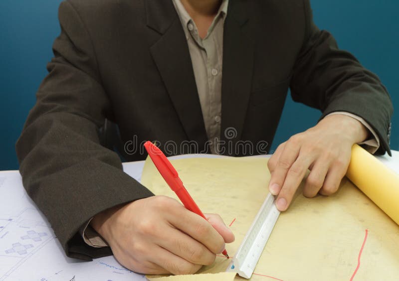 Architect drawing his work stock photo. Image of horizontal - 26467914
