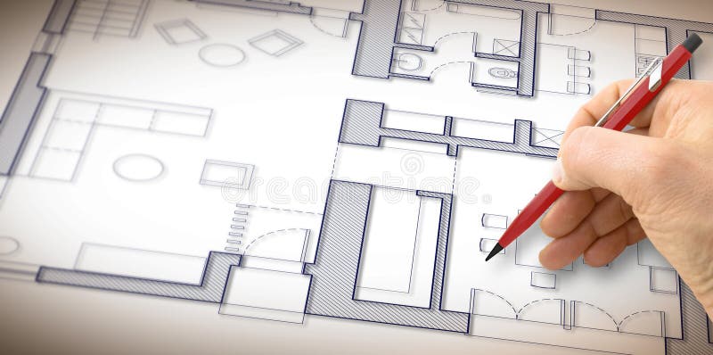Architect Drawing a Planimetry of a Residential Building Stock ...