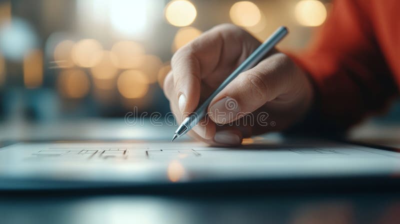 Architect Drawing Technical Design with Digital Stylus on Tablet ...