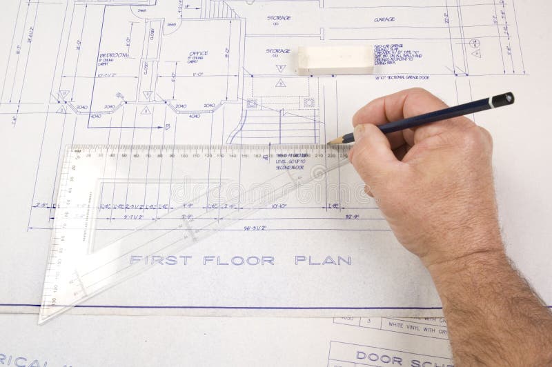 Architect, Drawing Up Plans For A House Stock Photo - Image of ...