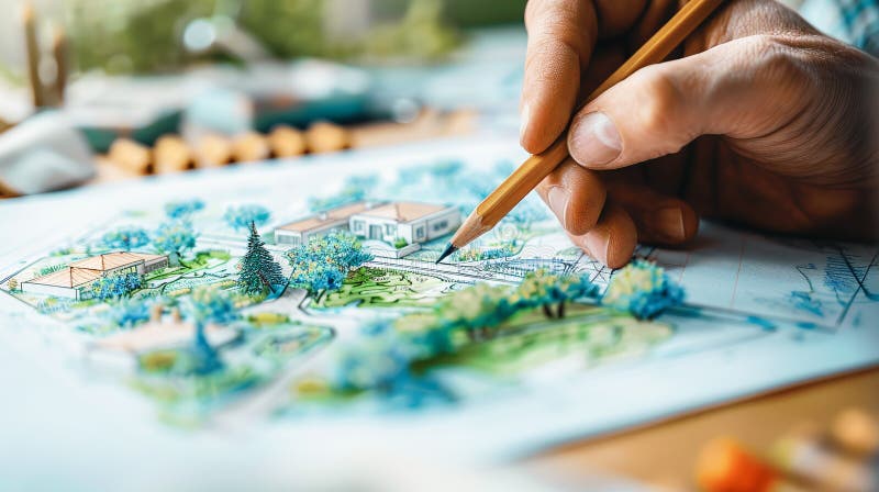 The Architect Draws the Layout of a Modern House,Generated by AI Stock ...