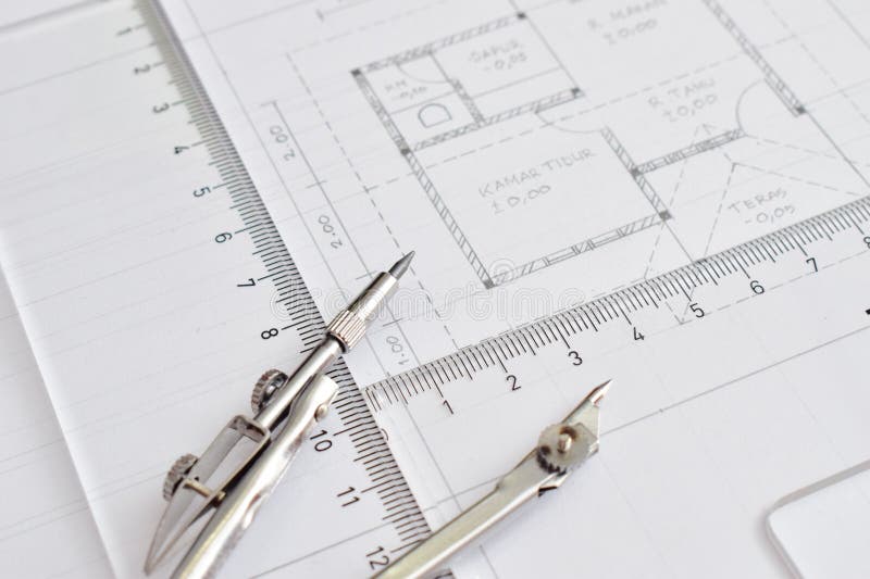 Engineering Drawing Sketched by Engineer and Architect Stock Photo ...