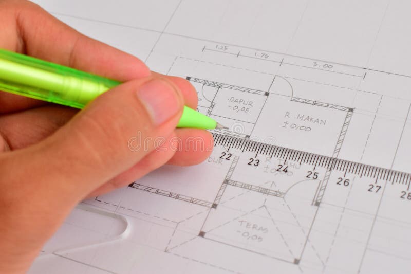 Engineering Drawing Sketched by Engineer and Architect Stock Photo ...