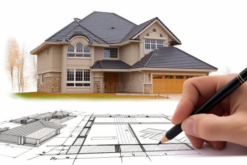 Architect Engineer Design Working on Blueprint Planning Concept ...