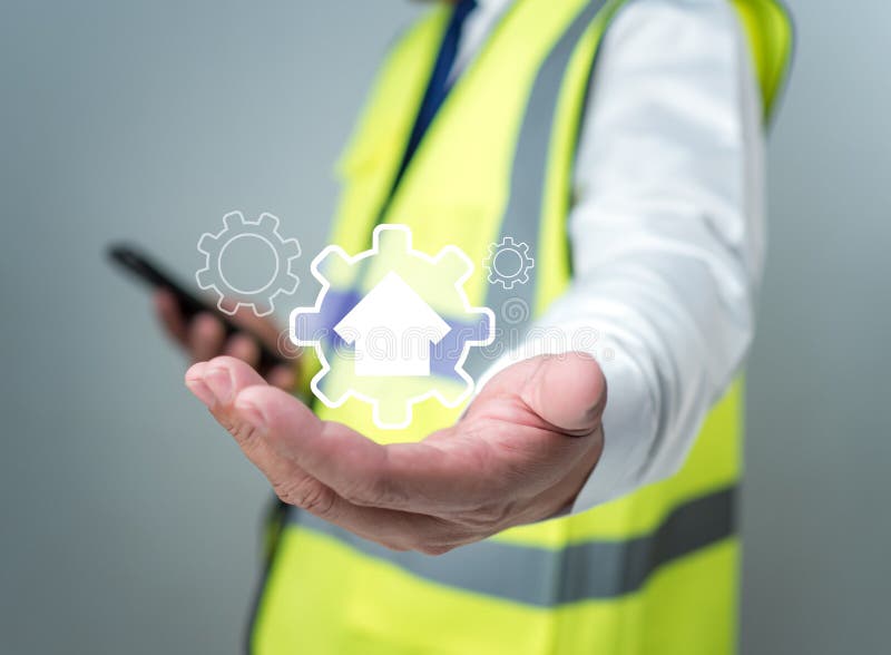 Architect or Engineer Holding Icons Related To Construction, Project ...