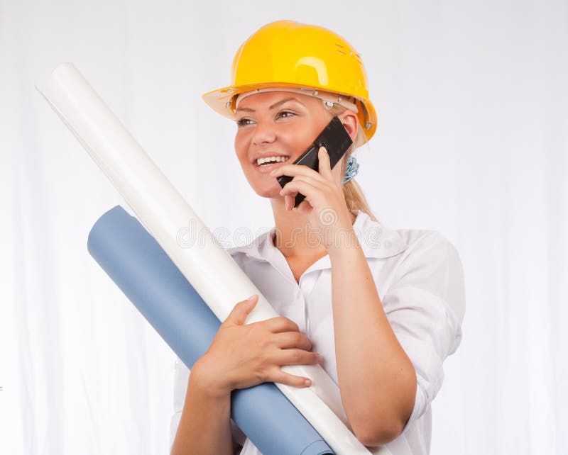 Architect or engineer lady stock image. Image of construction - 15053219