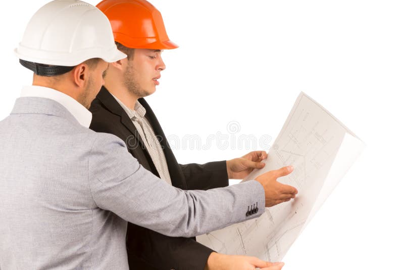 Architect and Engineer Looking at a Blueprint Stock Photo - Image of ...