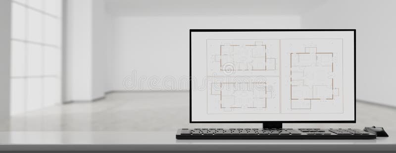 Architect Engineer Office. Building Project Blueprint Plan on a ...