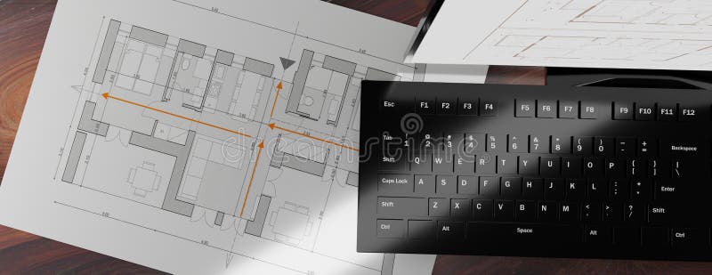 Architect Engineer Office. Architecture Building Plan and Black ...