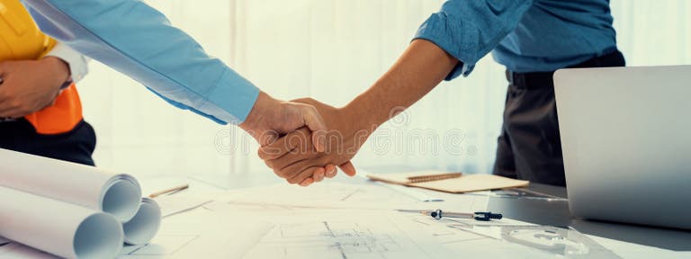 Architect and Engineer Shake Hand after Successful Cooperation Teamwork ...