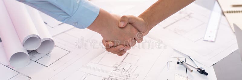 Architect and Engineer Shake Hand after Successful Cooperation Teamwork ...