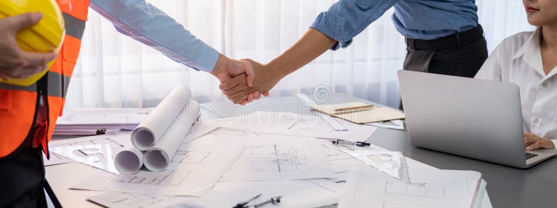 Architect and Engineer Shake Hand after Successful Cooperation Teamwork ...