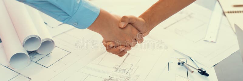 Architect and Engineer Shake Hand after Successful Cooperation Teamwork ...