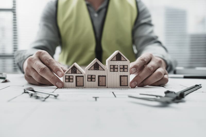 Architect, Engineer Show House Model Represent Design or Sell House on ...