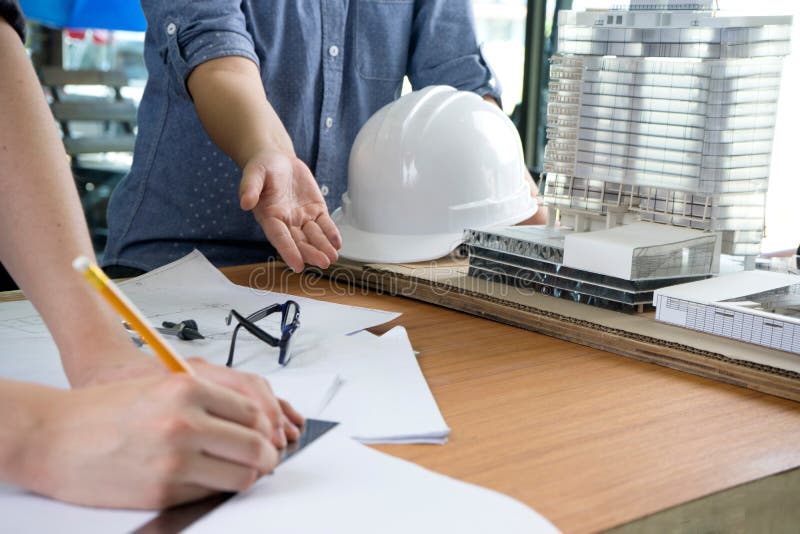 Architect or Engineer Show Their Working Architecture Model Stock Image ...