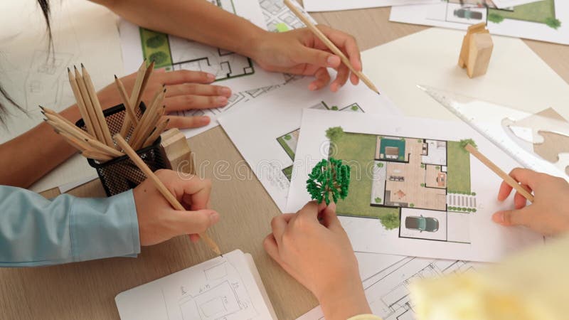 Architects Discussing about House Construction Design. Closeup ...