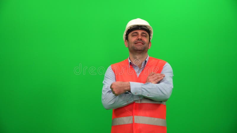 Architect or Engineer Worker Looking Around on Green Screen Stock ...