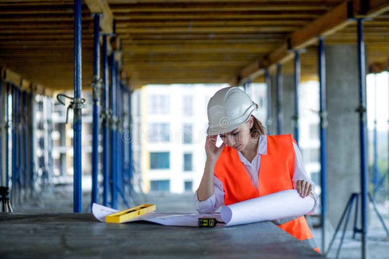 Architect or Engineer Working, Browsing Building Project Indoor of ...