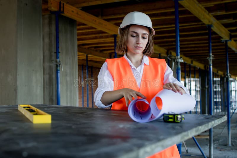 Architect or Engineer Working, Browsing Building Project Indoor of ...