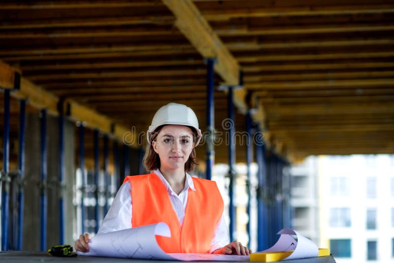 Architect or Engineer Working, Browsing Building Project Indoor of ...