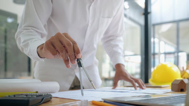 Architect or Engineer Working in Office Stock Photo - Image of ...