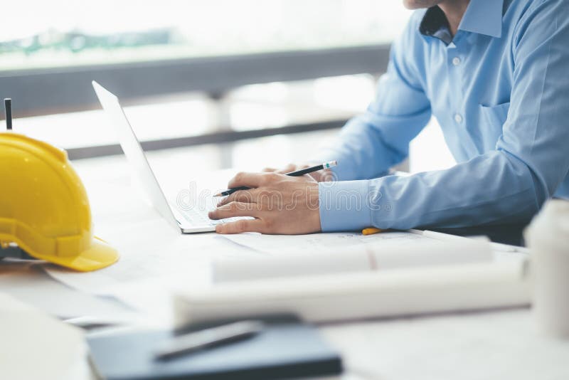 Architect or Engineer Working in Office Stock Photo - Image of ...