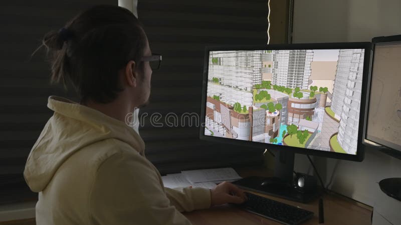 Architect, Engineer Working on Personal Computer Stock Video - Video of ...