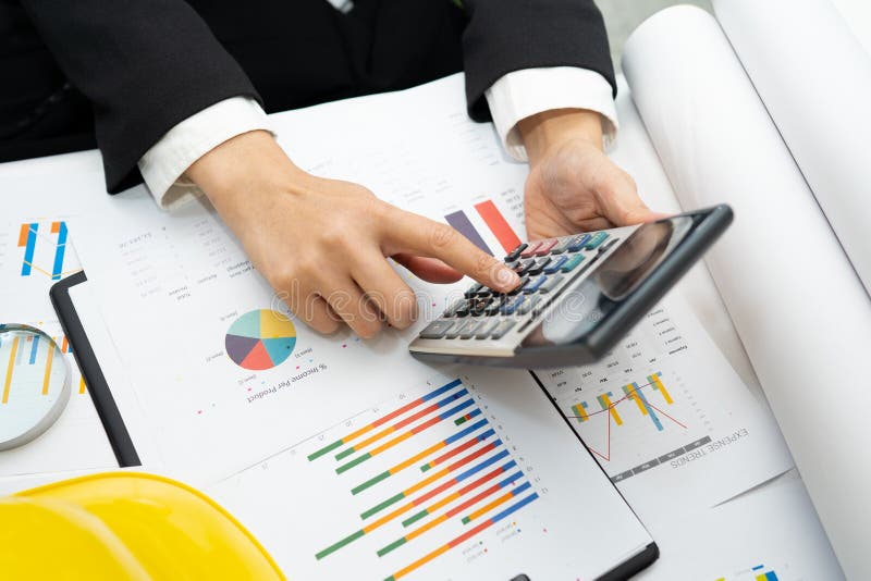 Architect or Engineer Working Project Accounting with Graph and ...