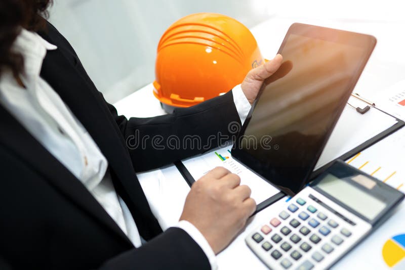 Architect or Engineer Working Project Accounting with Graph and ...