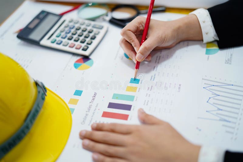 Architect or Engineer Working Project Accounting with Graph with Tools ...