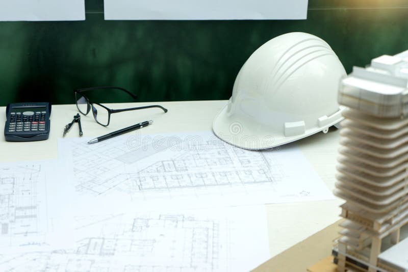 Architect or Engineer Working on Table Show Work Man Stock Image ...