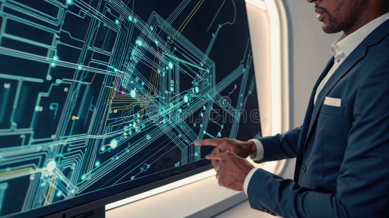 Architect Exploring Interactive Bim Model on Futuristic Touchscreen ...