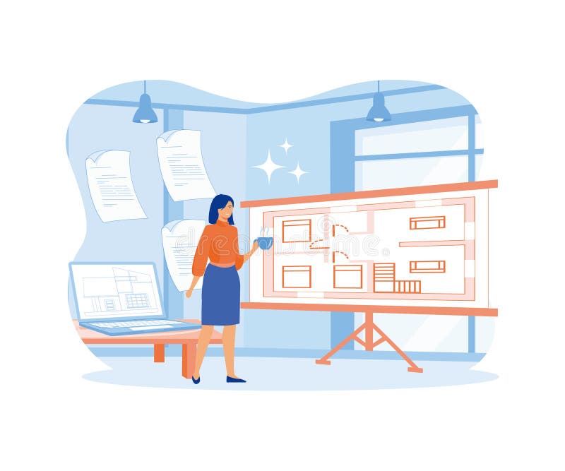 Architect Female Concept. Professional Construction Plan Development ...