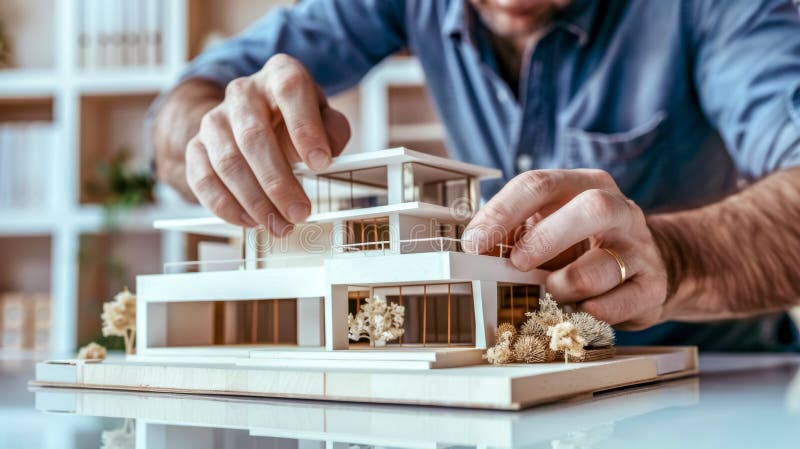 Architect Finalizing Model Home Design Stock Photo - Image of ...