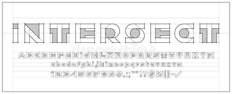 Architect Font, Blueprint Sketch Alphabet Letters Stock Vector ...