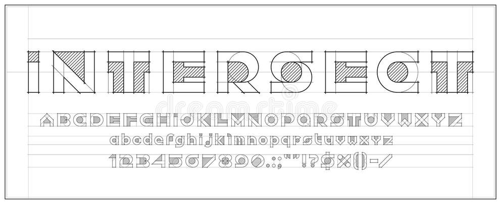 Architect Font, Blueprint Sketch Alphabet Letters Stock Vector ...
