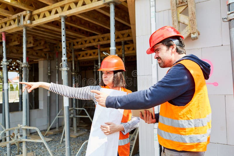 Architect and Foreman during Construction Planning Stock Image - Image ...