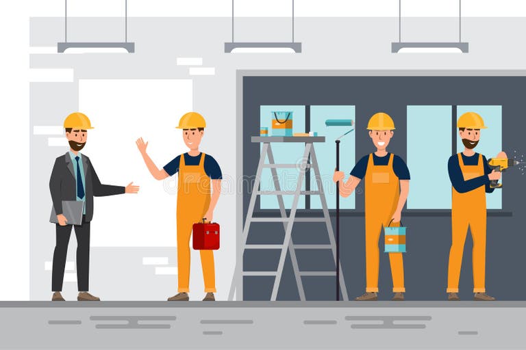 Architect, Foreman, Engineering Construction Worker in Different Characte Stock Vector ...